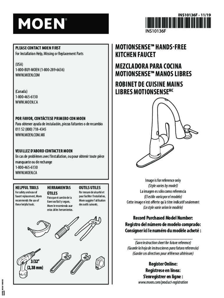 Fillable Online assets.moen.comshareddocsPlease contact Moen first Installation Guide ...