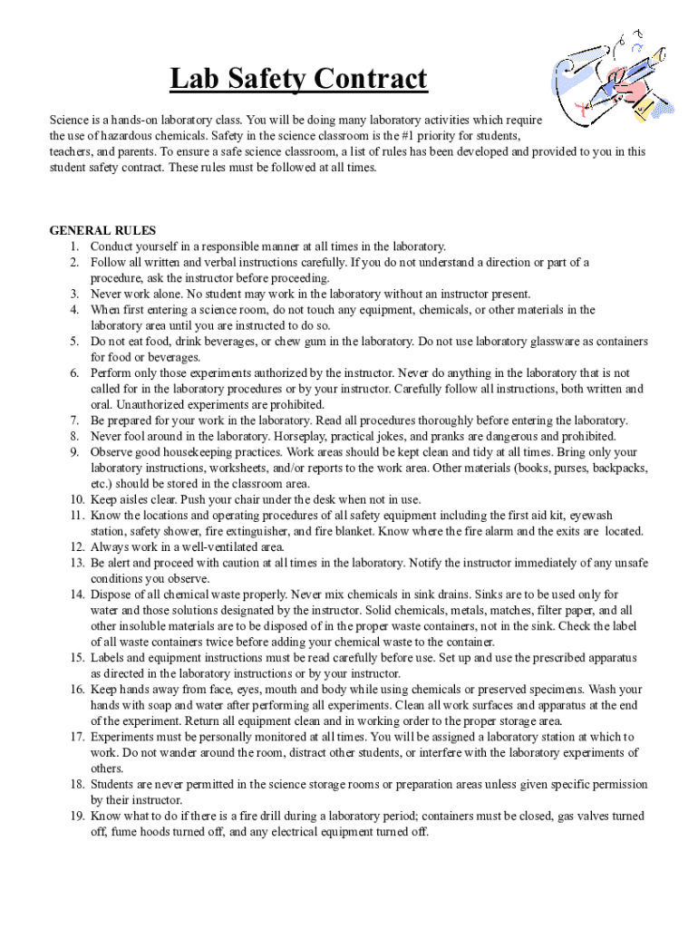 Fillable Online Chemistry lab safety.pdf - Chemistry Lab Safety ...