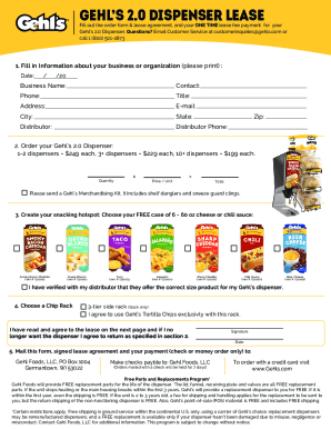 Fillable Online Fillable Online Gehl's 2.0 Dispenser Lease - BPAA Fax ...