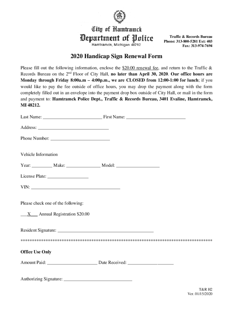 Fillable Online New Handicap Renewal (H2) Fax Email Print - pdfFiller