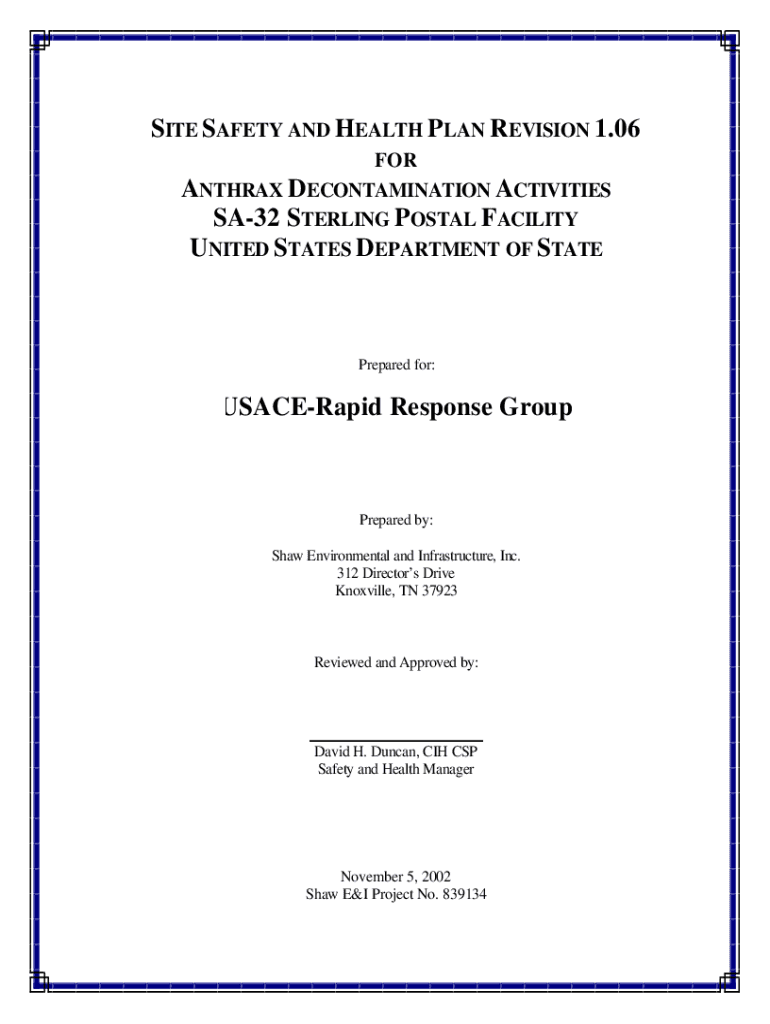 Fillable Online Anthrax - Control and PreventionOccupational Safety ...