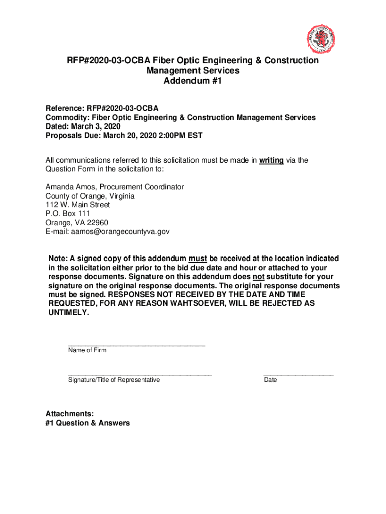 Fillable Online RFP2020-03-OCBA Engineering Design and Construction ...