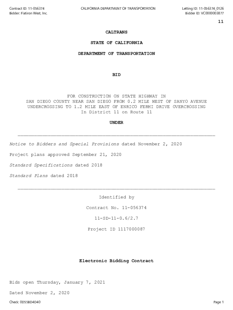 Fillable Online 11-056374bbFlatiron West.pdf - Caltrans DES-PPM&OE Fax Email Print - pdfFiller