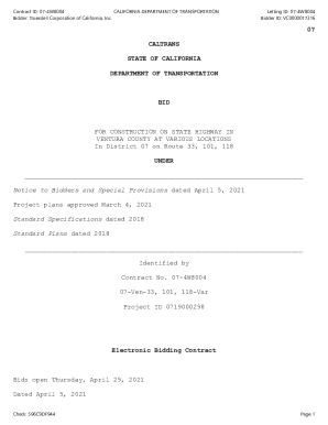Fillable Online ppmoe.dot.ca.govbidsubfiles07 CALTRANS STATE OF CALIFORNIA DEPARTMENT OF ...