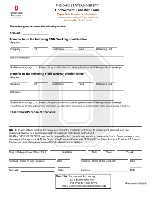 Fillable Online busfin osu THE OHIO STATE UNIVERSITY - Endowment Transfer Form Fax Email Print ...