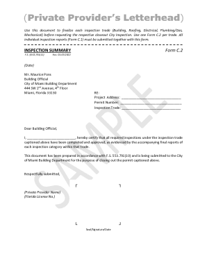 Fillable Online C2 - PP Inspection Summary - Sample - 2022 - City of ...