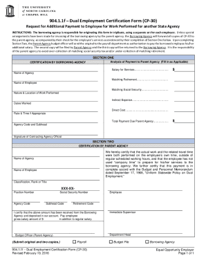 Fillable Online uncw.edubudgetdocumentsDual Employment Certification ...