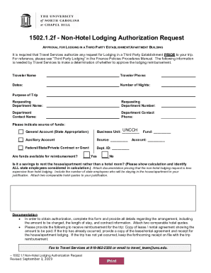Fillable Online 1305.1.1f - Non-Hotel Lodging Authorization Request ...