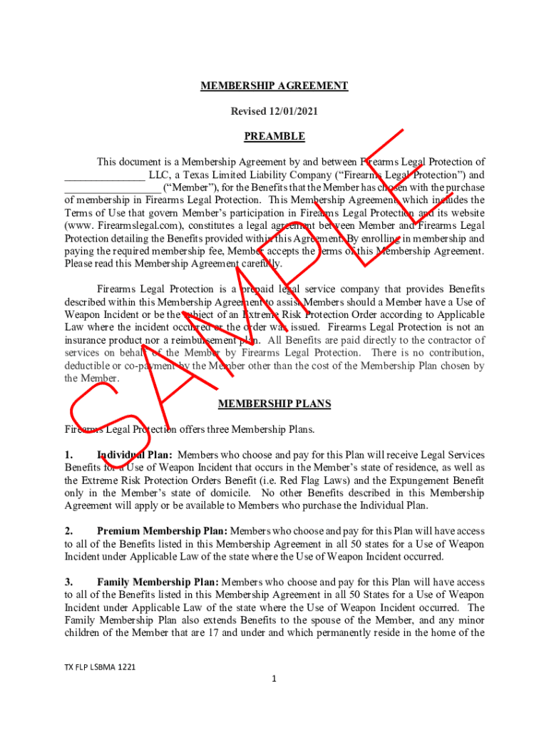Fillable Online firearmslegal.comwp-contentuploadsMEMBERSHIP AGREEMENT ...