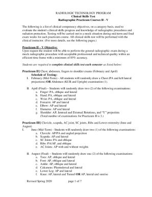 Fillable Online RADIOLOGIC TECHNOLOGY PROGRAM Clinical Skills Test ...