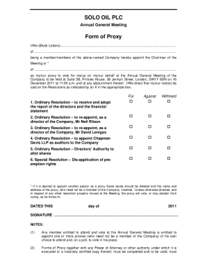 Fillable Online SOLO OIL PLC Form of Proxy - cloudfront.net Fax Email ...
