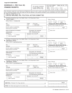 Fillable Online SCHEDULE A (FEC Form 3X) ITEMIZED RECEIPTS UNITED ...