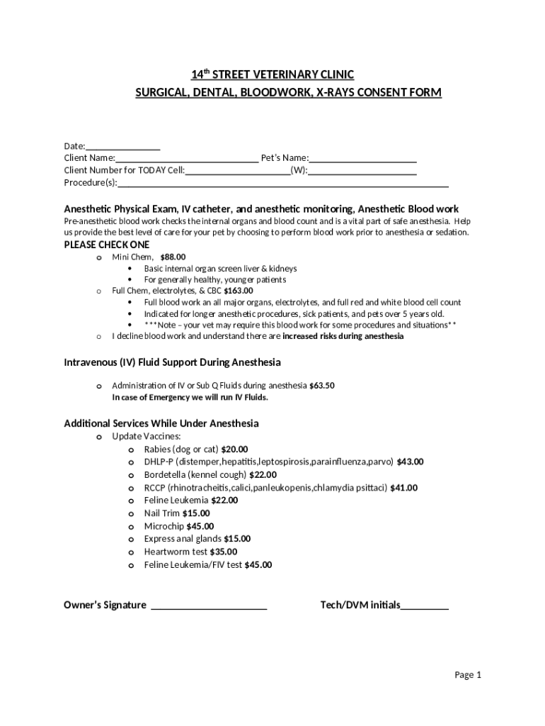 Fillable Online Veterinary Surgical Consent Template - PDF ...