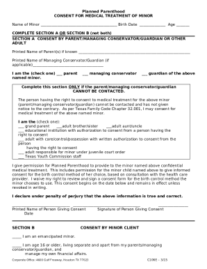 Consent for Medical Treatment of Minor - Planned Parenthood Doc ...