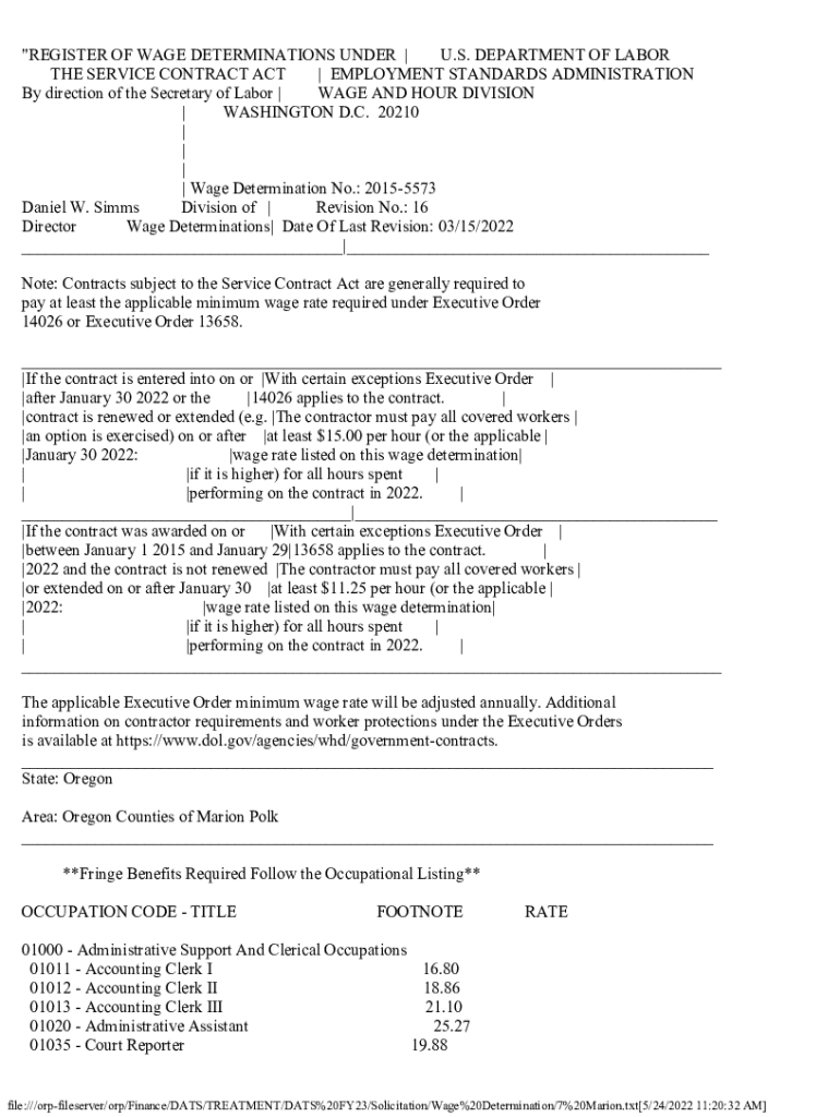 Fillable Online EMPLOYMENT STANDARDS ADMINISTRATION Fax Email Print ...