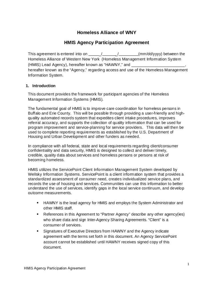 HMIS DocumentsHomeless Alliance of WNY Doc Template | pdfFiller