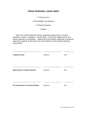 DISSERTATION PROPOSAL COVER SHEET - Northern Michigan University Doc Template | pdfFiller