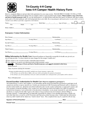 Fillable Online 4hcampoverlook.org2021/02/2021-Health-Form4-H Camp ...