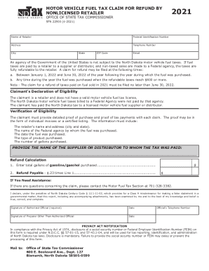 Fillable Online Motor Vehicle Fuel Tax Claim For Refund By Nonlicensed ...