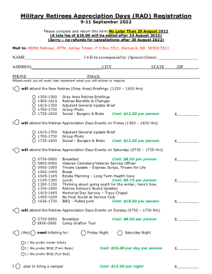 Fillable Online Military Retirees Appreciation Days (RAD) Registration ...