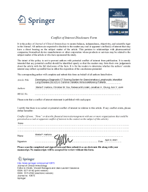 Fillable Online Authors Conflicts of Interest Disclosure form - AuthorsAuthors Conflicts of ...