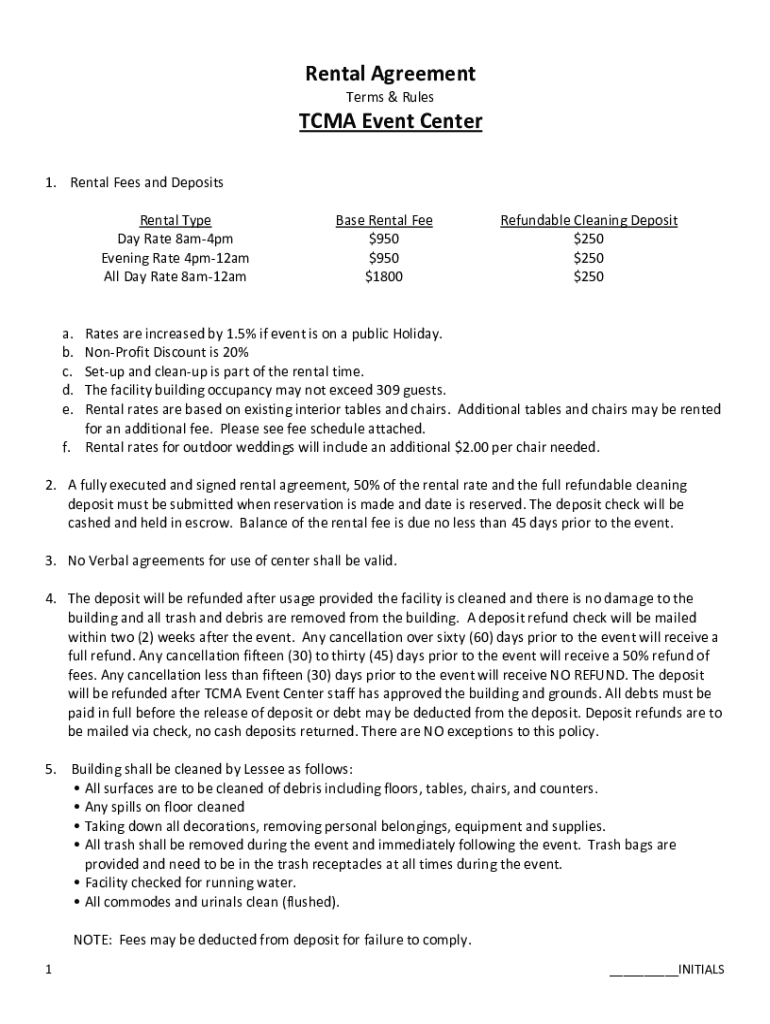 Fillable Online Free Event-Facility Rental AgreementVenue Space ...