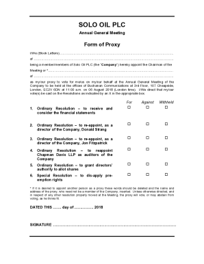 Fillable Online SOLO OIL PLC - Form of Proxy - cloudfront.net Fax Email Print - pdfFiller