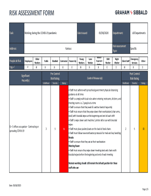Fillable Online COVID-19 Return to Work Blank Risk Assessment Form ...