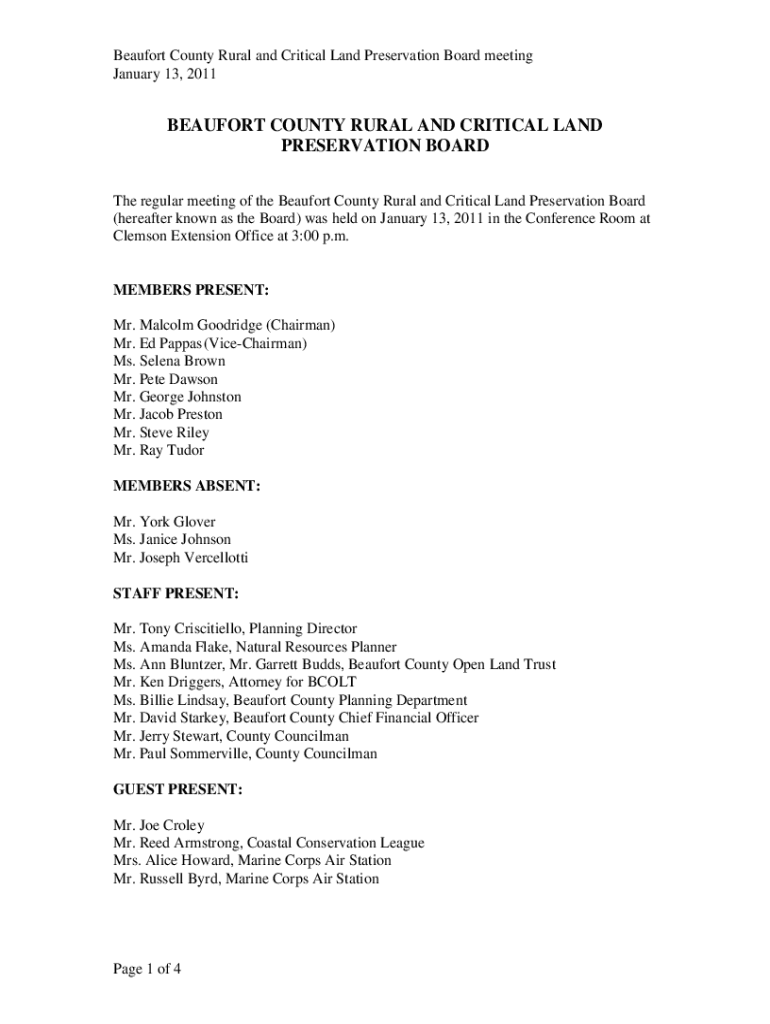 Fillable Online Rural and Critical Lands Preservation Program - Beaufort County, SC Fax Email ...