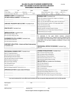 Fillable Online 2022-23 BBA Major in Management Information Systems ...