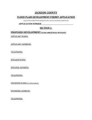 Fillable Online Flood Plain Development Permit Application - JACKSON ...