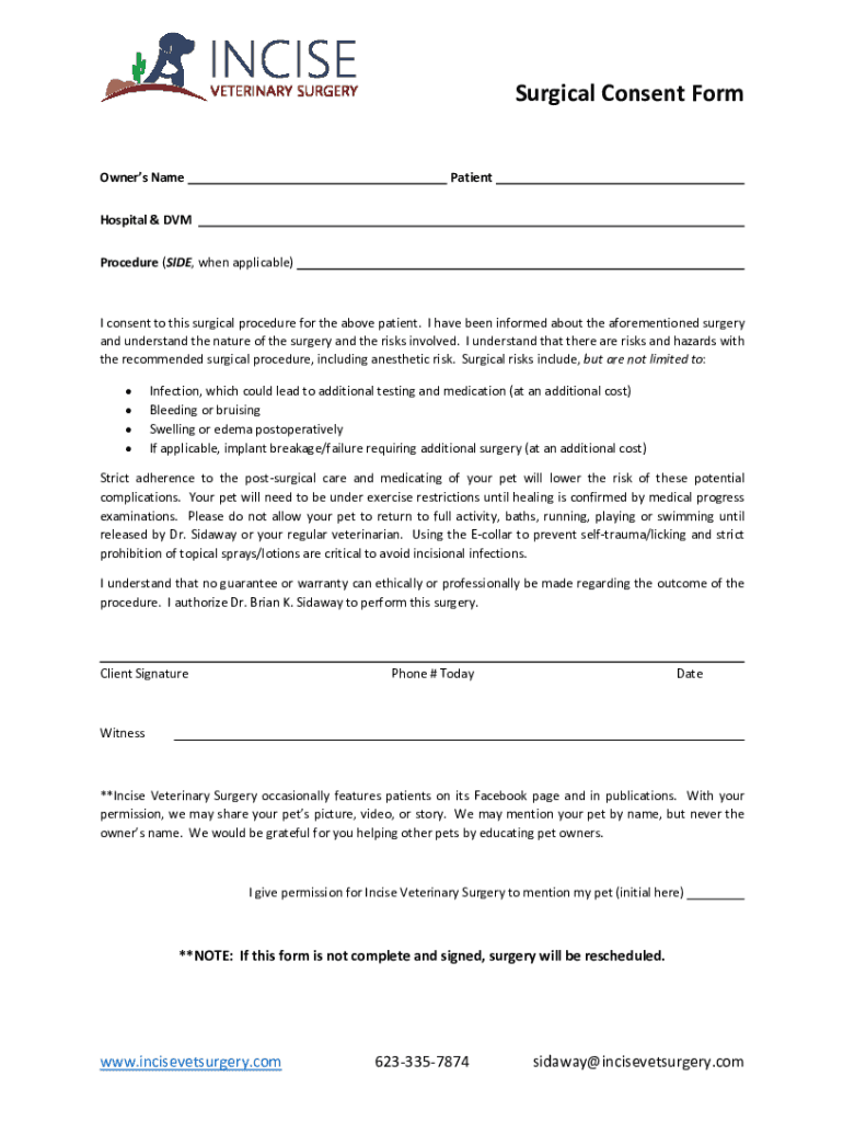 Fillable Online INCISE 004-V3Surgical Consent Form.docx Fax Email Print - pdfFiller