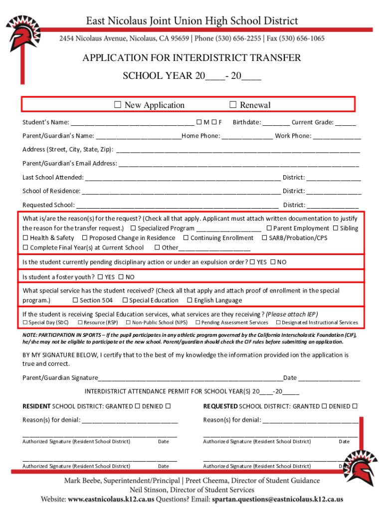 Fillable Online Interdistrict Transfers - Mount Diablo Unified School ...