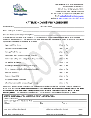 Fillable Online CATERING COMMISSARY AGREEMENT Fax Email Print - pdfFiller