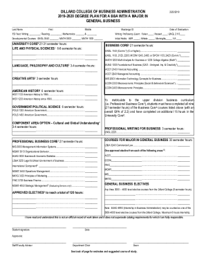 Fillable Online 2019-2020 degree plan for a bba with a major in - MSU Texas Fax Email Print ...