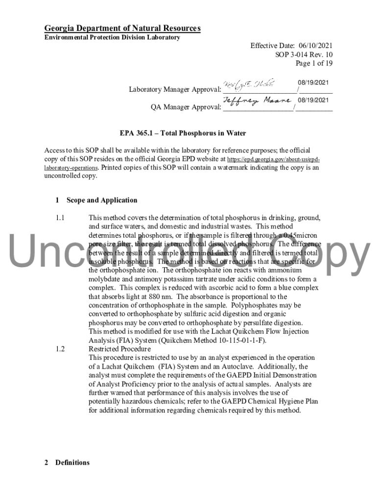 Fillable Online epd.georgia.gov document documentEPA 365.1 Total ...