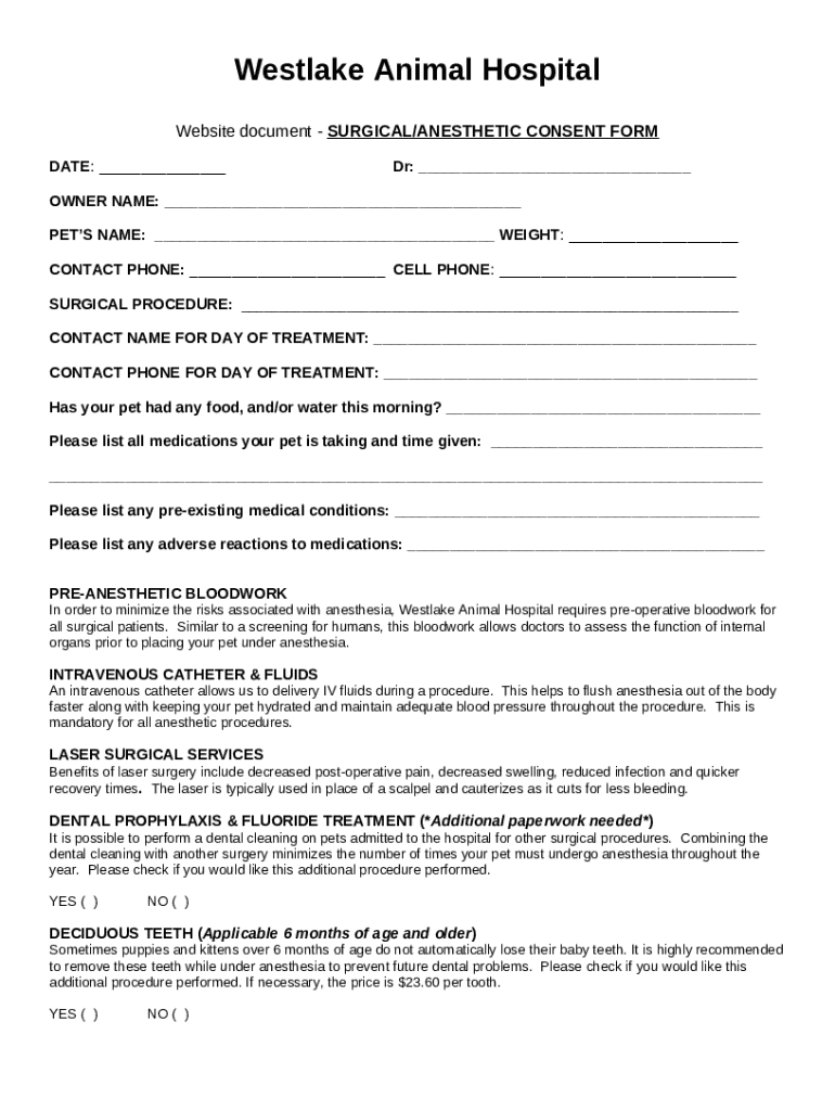 vetcenterofhudson.comsurgeryanesthesia-consent-Surgery/Anesthesia ...