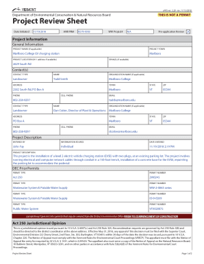 Fillable Online Fillable Online THIS IS NOT A PERMIT Project Review Sheet - nrb.vermont ... Fax ...