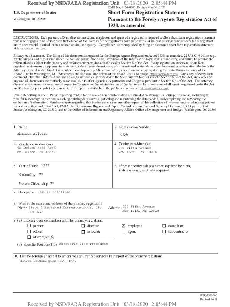 Fillable Online efile.fara.govdocs6818-Short-Form-20200427-8Received by ...