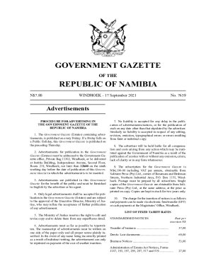 Fillable Online Government Gazette of the Republic of Namibia - No 6807 ...