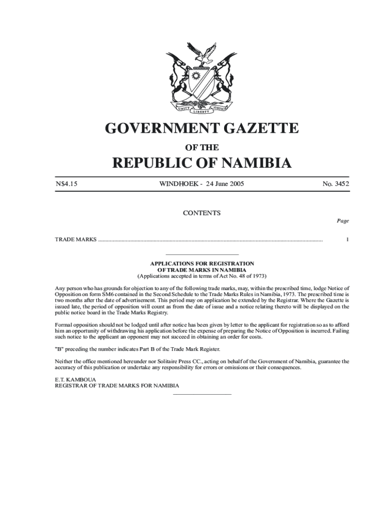 Fillable Online Government Gazette of the Republic of Namibia - No 6807 ...
