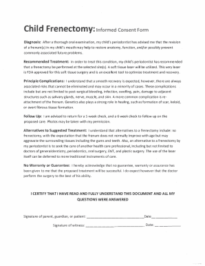 Fillable Online hushforms.commilton-geivelis-child-frenectomyChild ...