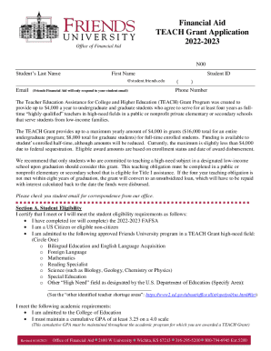 Fillable Online SCAN: Teach Grant - TEACHAPP Financial Aid TEACH Grant Application 2023 ... Fax ...