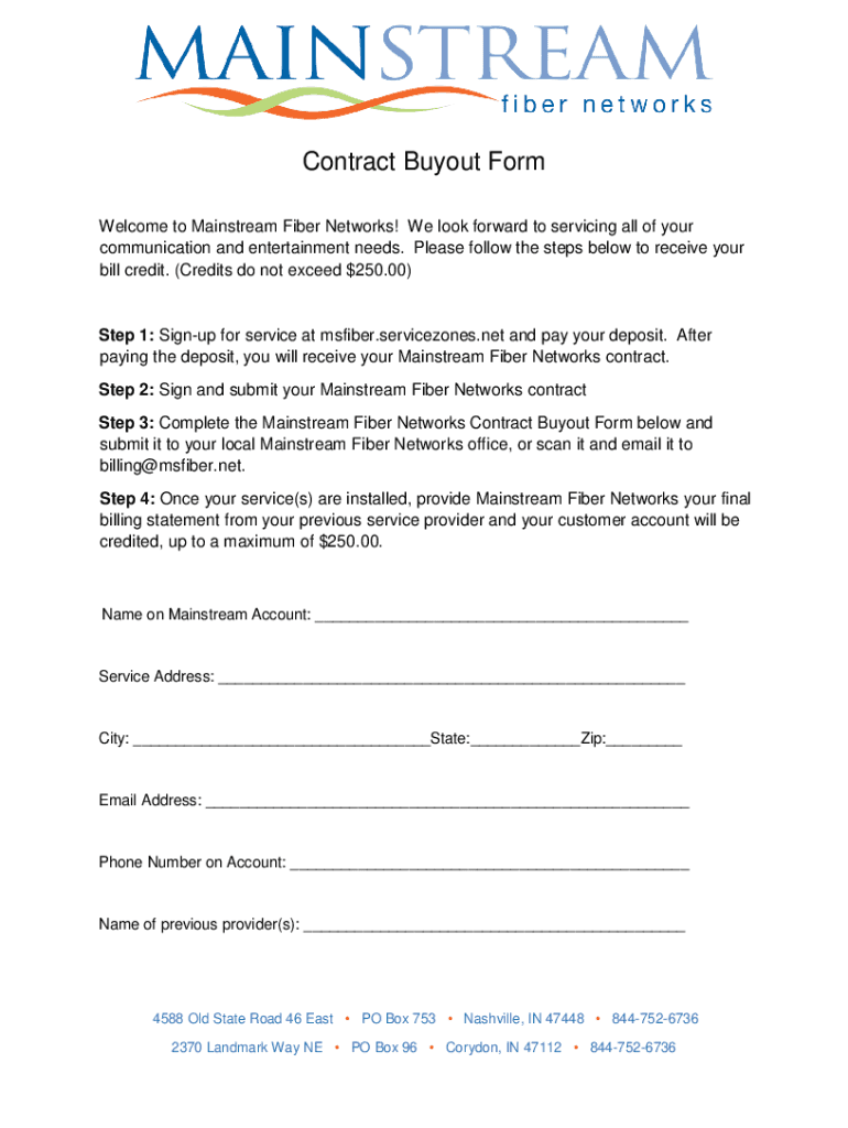 Fillable Online Contract Buyout Form Fax Email Print - pdfFiller