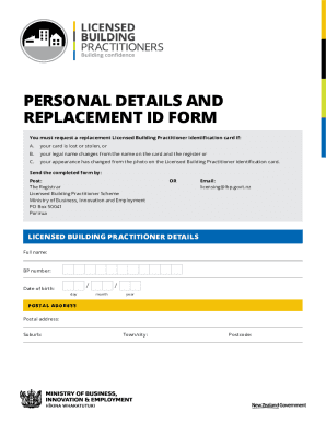 Fillable Online LBP Personal Details and Replacement ID Form Fax Email ...