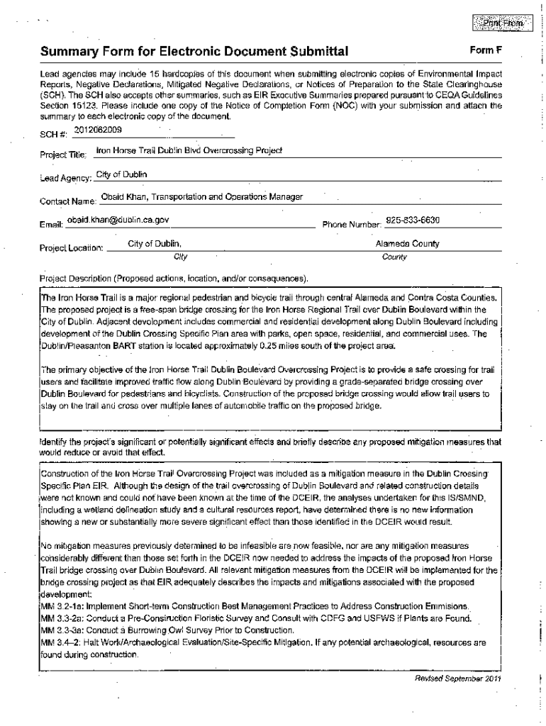 Fillable Online files.ceqanet.opr.ca.gov269666-1attachmentSummary Form for Electronic Document ...