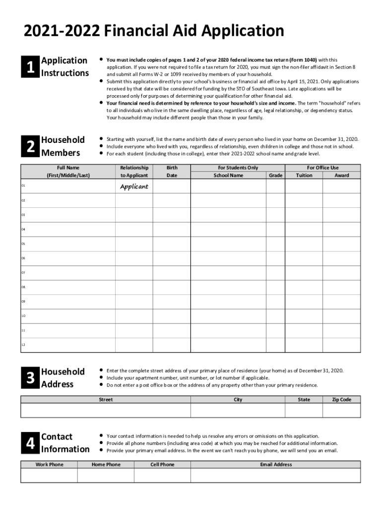 Fillable Online Fillable Online 20212022 Financial Aid Application ...