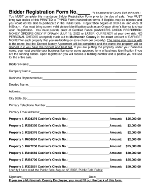 Fillable Online Bidder Registration Form - AWS Fax Email Print - pdfFiller
