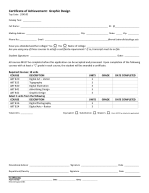 Fillable Online Graphic Design Certificate of Achievement - AWS Fax Email Print - pdfFiller