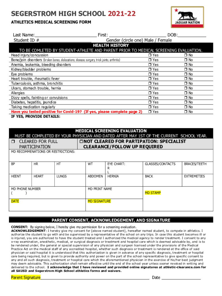 Fillable Online Segerstrom HighBlast Athletics Fax Email Print - pdfFiller